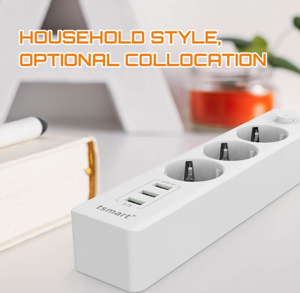 Tsmart Akım Korumalı Akıllı Priz 3USB Port - Tsmart