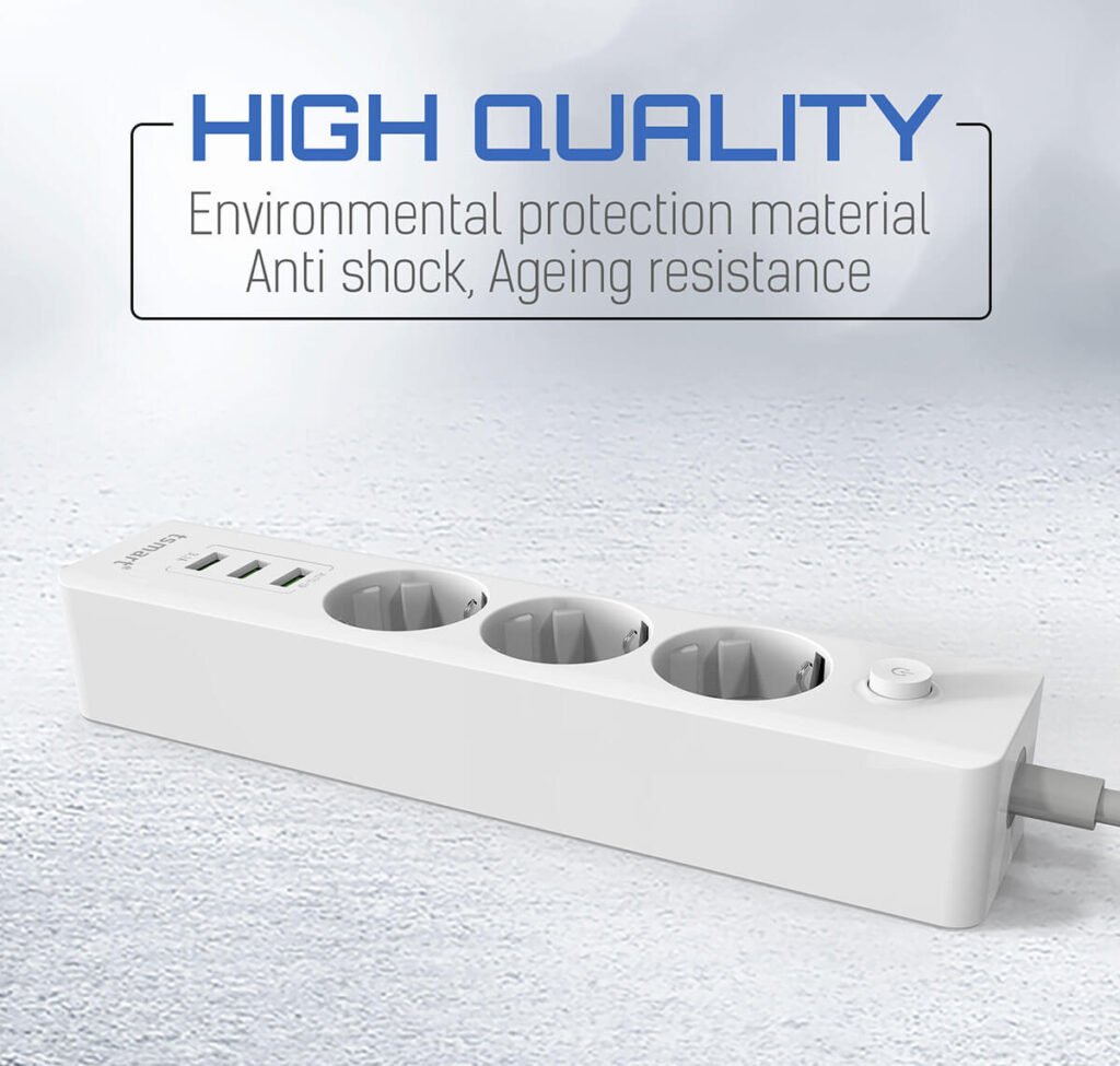 Tsmart Akım Korumalı Akıllı Priz 3USB Port - Tsmart