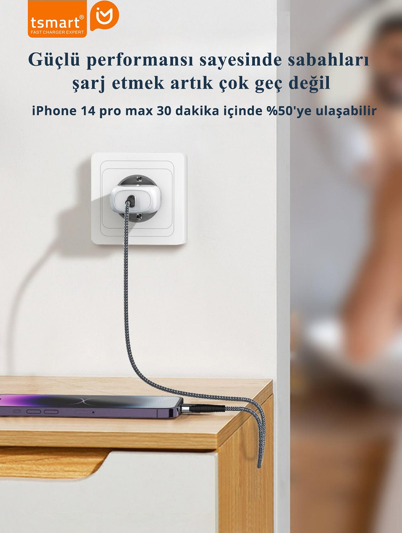 Tsmart Type C PD 20W Seyahat Hızlı Şarj Cihazı TS-PDE20 - Tsmart